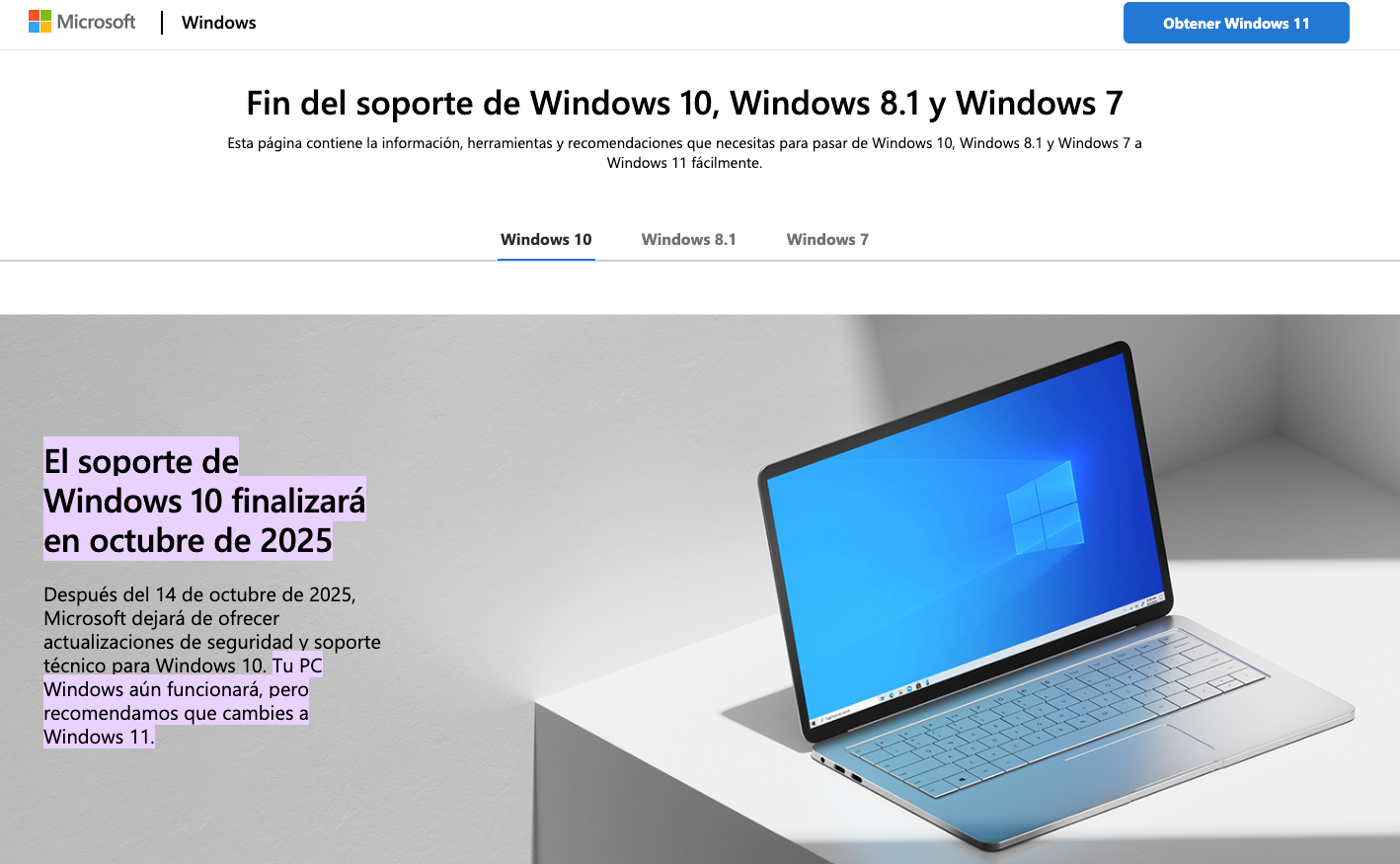 Microsoft dejará de darle soporte a Windows 7, 8.1 y Windows 10 después ...